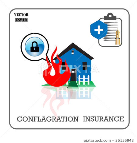 Conflagration insurance. Vector insurance icons. - Stock Illustration ...