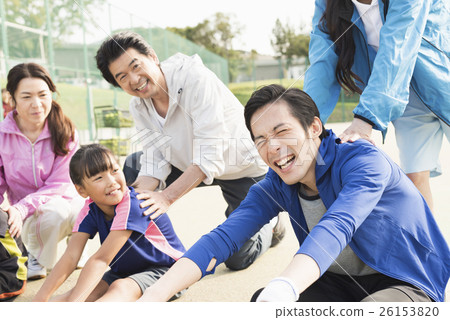 Stock Photo: exercise, three generations, family - Stock Image - Everypixel