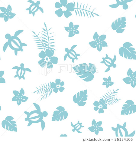 Hawaiian pattern (blue, background white) - Stock Illustration ...
