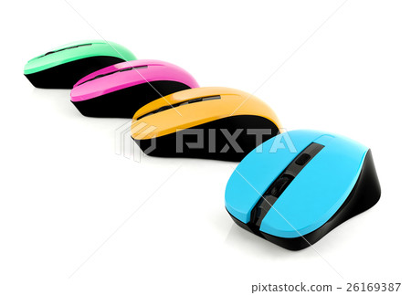 Colorful wireless mouses isolated on white - Stock Illustration ...