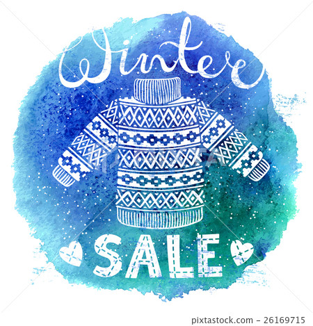 Winter Special banner, label with knitted woolen - Stock Illustration ...