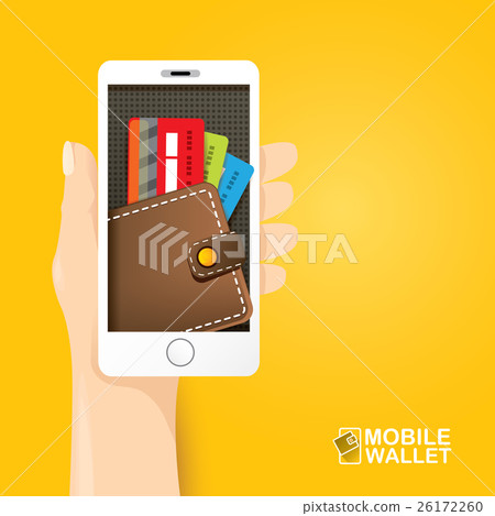 vector digital mobile e wallet vector concept - Stock Illustration ...