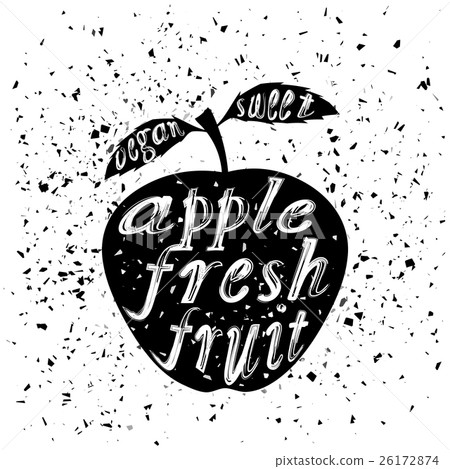 Apple Icon Typography Design with Lettering - Stock Illustration ...