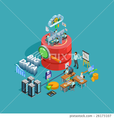 Data Analytics Analysis Concept Isometric Poster - Stock Illustration ...