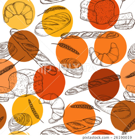 Bread, seamless pattern with bakery products - Stock Illustration ...