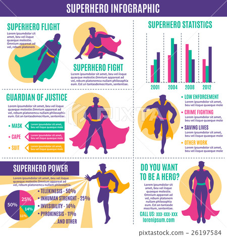 Superhero Infographics Layout - Stock Illustration [26197584] - PIXTA