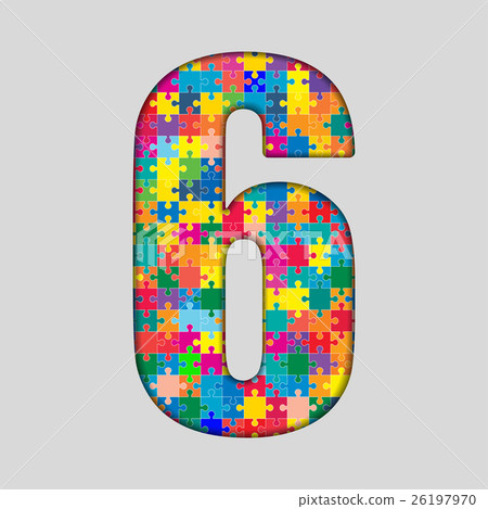 Color Puzzle Number - 6 Six. Gigsaw, Piece.-插圖素材 [26197970] - PIXTA圖庫