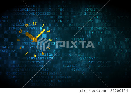 Time concept: Clock on digital background - Stock Illustration ...