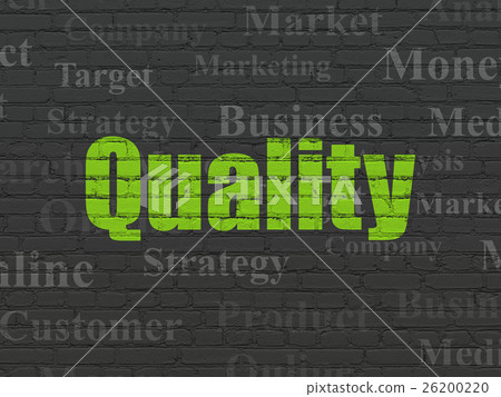 Advertising concept: Quality on wall background - Stock Illustration ...