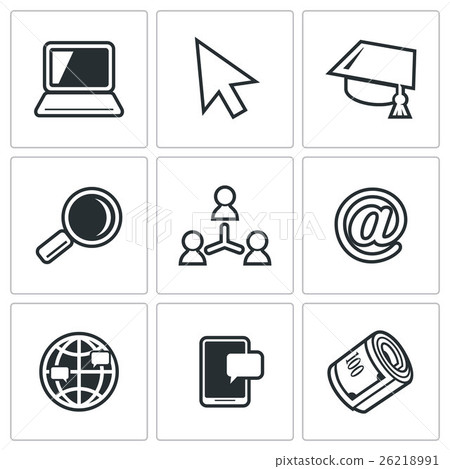 Computer literacy icons set. Vector Illustration. - Stock Illustration ...