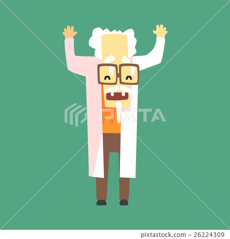 Funny Scientist In Lab Coat With A Goatee - Stock Illustration ...