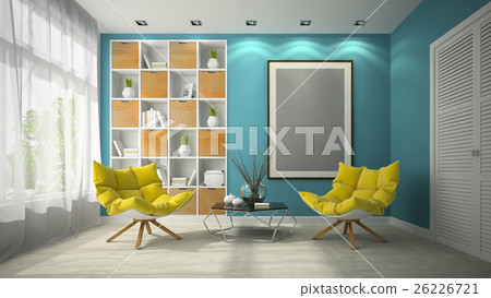 Interior of modern design room 3D illustration - Stock Illustration ...