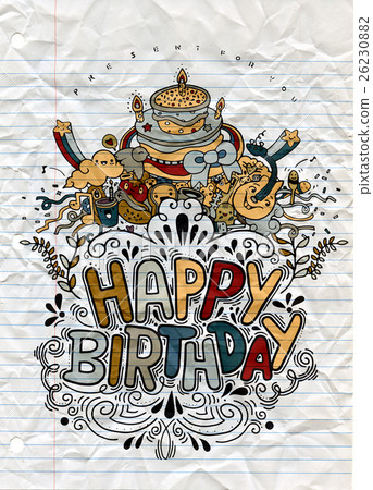 Birthday card design vintage style template - Stock Illustration ...