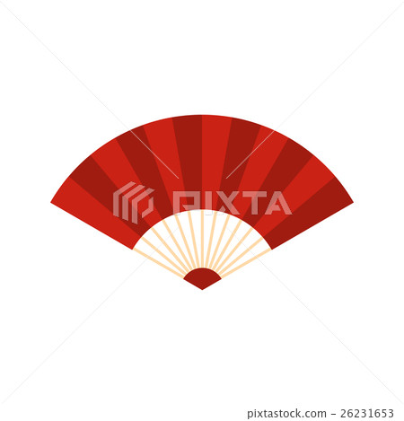 Red japanese fan icon, flat style - Stock Illustration [26231653] - PIXTA