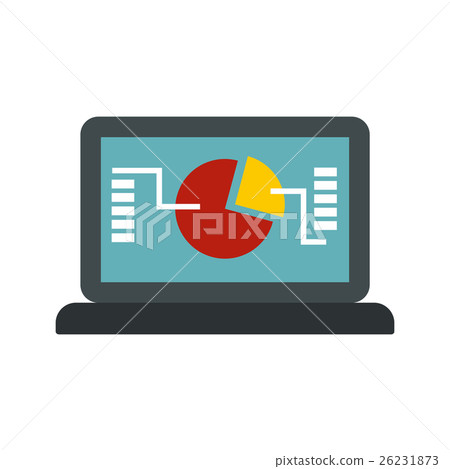 Laptop with graph icon, flat style - Stock Illustration [26231873] - PIXTA