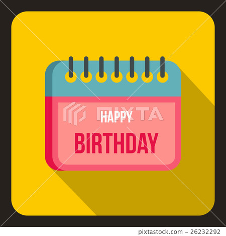 Birthday calendar icon, flat style - Stock Illustration [26232292] - PIXTA