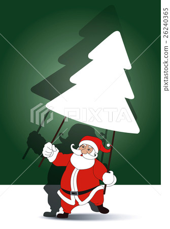 Vector of Santa holding christmas tree banner - Stock Illustration ...