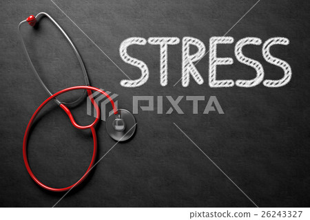 Stress - Text on Chalkboard. 3D Illustration. - Stock Illustration ...
