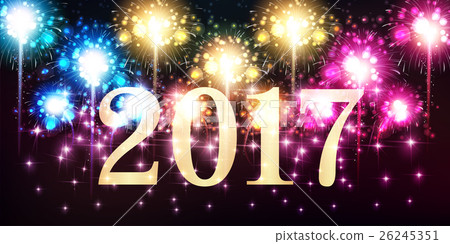 Fireworks New Year night sky background - Stock Illustration [26245351 ...