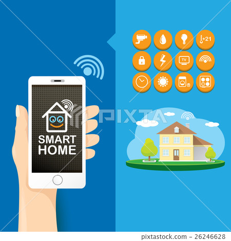 Smart house control vector concept illustration. - Stock Illustration ...