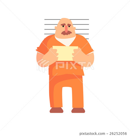 Criminal In Orange Prison Uniform Taking Picture - Stock Illustration ...