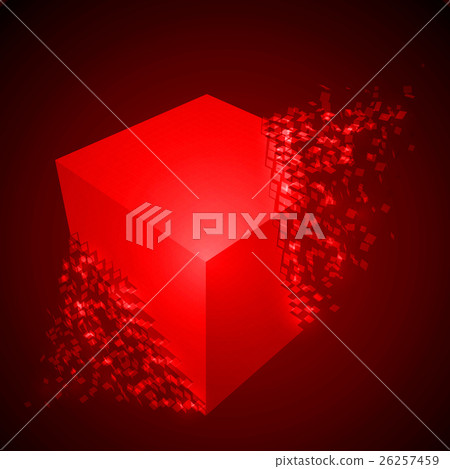 dissolving cube shape. red version. - Stock Illustration [26257459] - PIXTA