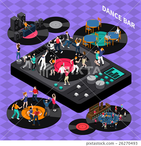 Dance Club Bar Isometric Composition Poster - Stock Illustration [26270493] - PIXTA