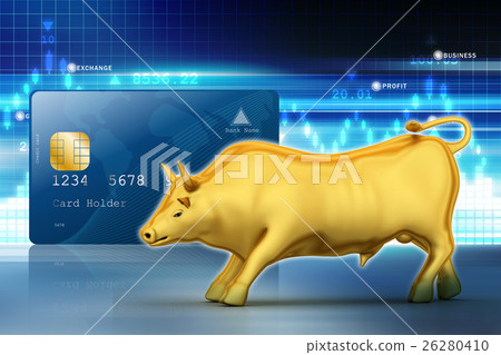 Golden bull with smart card - Stock Illustration [26280410] - PIXTA
