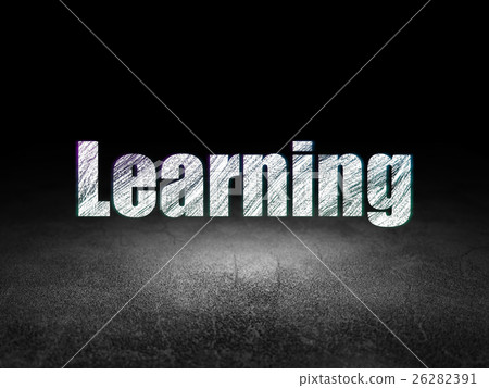 Education concept: Learning in grunge dark room - Stock Illustration ...