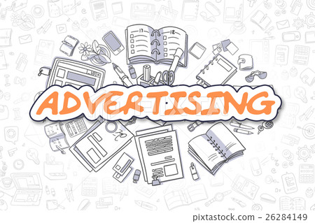 Advertising - Doodle Orange Inscription. Business - Stock Illustration ...