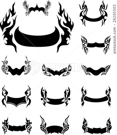 Set of Fiery Motto Ribbons - Stock Illustration [26285503] - PIXTA