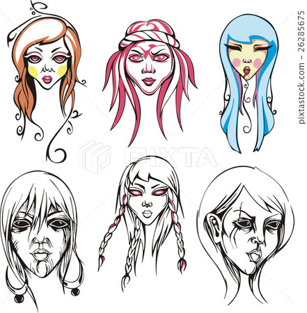 Odd female heads - Stock Illustration [26285675] - PIXTA