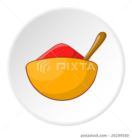 Cup with spoon and food icon, cartoon style - Stock Illustration ...