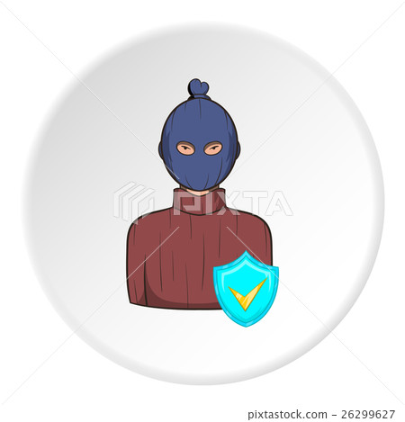 Robber and sign security icon, cartoon style - Stock Illustration ...