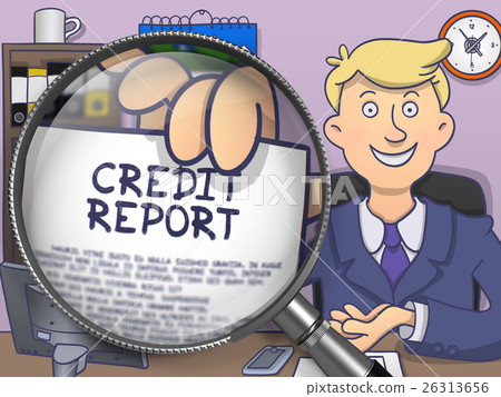 Credit Report through Lens. Doodle Design. - Stock Illustration ...