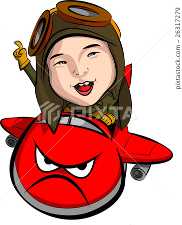cute captain on funny airplane - Stock Illustration [26317279] - PIXTA