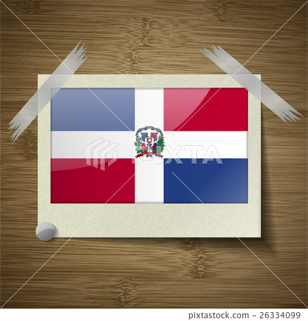 Flags Dominican Republic at frame on wooden textur - Stock Illustration ...