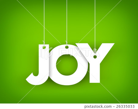Word JOY hanging on the ropes on green background - Stock Illustration ...
