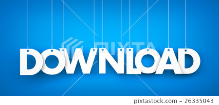 Word Download hanging on blue background - Stock Illustration [26335043 ...