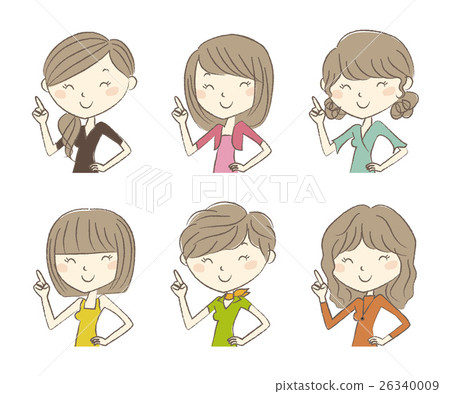 Various hair style smiley women illustration set - Stock Illustration ...