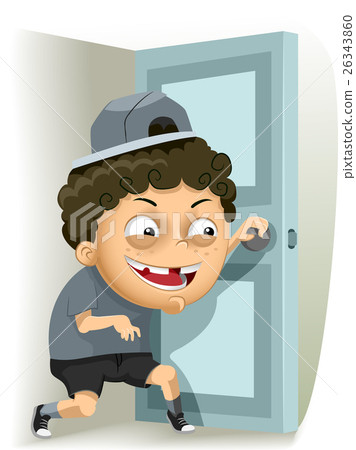 Kid Boy Sneak Out - Stock Illustration [26343860] - PIXTA