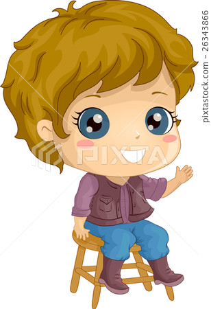 Kid Boy Wave Boots Stool - Stock Illustration [26343866] - PIXTA