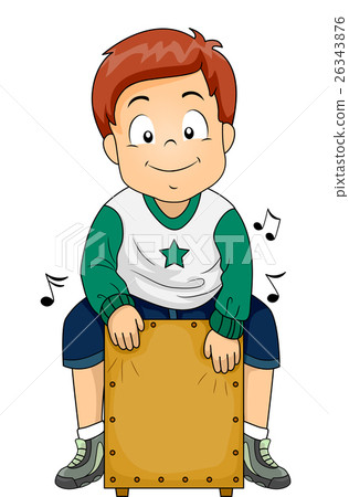 Kid Boy Cajon Drum Playing - Stock Illustration [26343876] - PIXTA