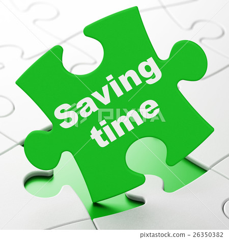 Timeline concept: Saving Time on puzzle background - Stock Illustration ...
