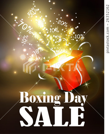 Boxing day background with open red box - Stock Illustration [26352162 ...