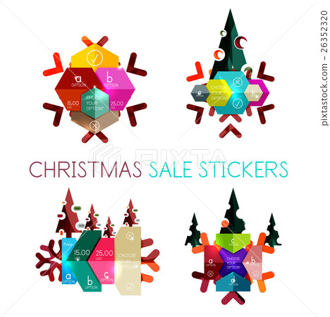 Modern paper Christmas stickers - Stock Illustration [26352320] - PIXTA
