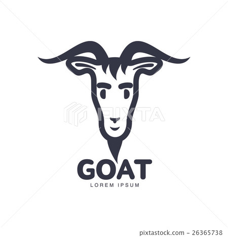 Front view goat head logo for meat and dairy - Stock Illustration ...