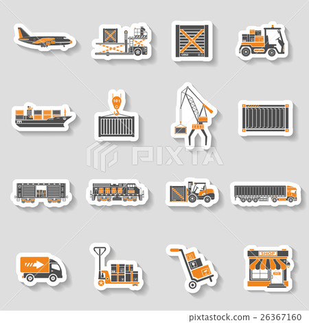 Cargo Transport and Packaging two color sticker - Stock Illustration ...