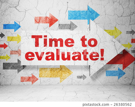 Timeline concept: arrow with Time to Evaluate! on - Stock Illustration ...