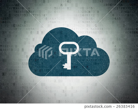 Cloud technology concept: Cloud With Key on - Stock Illustration ...